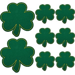 8 Pcs St. Patrick's Day Placemats Shamrock Shaped Placemat St. Patrick's Day Place Mats Lucky Clover Irish Table Mats for Holiday Kitchen Tabletop Decoration, 13.78 x 13.39 Inches (Cute Shamrock)