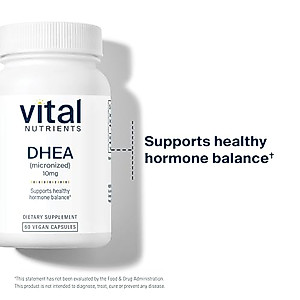Vital Nutrients DHEA 10mg | Vegan Micronized DHEA Supplement for Women & Men | Supports Hormone Balance | Supports Healthy Metabolism of Sugar & Minerals | Gluten, Dairy, Soy Free | 60 Capsules