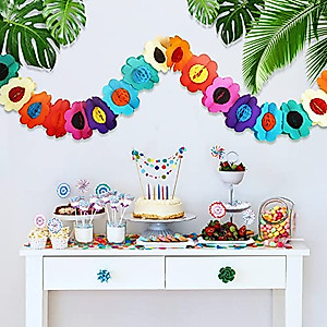 KESOTE Mexican Fiesta Paper Flower Garland Hanging Party Decorations, 3 Pack Rainbow Flower Garland for Luau Summer Cino de Mayo Fiesta Party Decorations