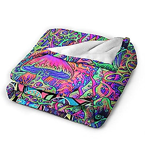 Mushroom Blanket, Soft Fleece Flannel Throw Blanket Lightweight Cozy Blankets All-Season for Sofa Couch Chair Bedroom Cottagecore Room Decor