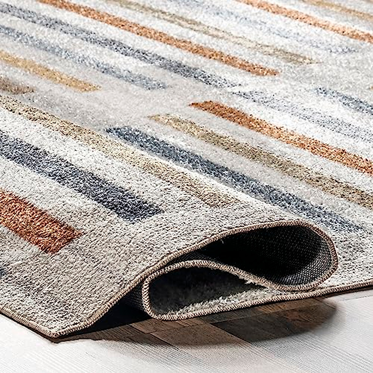 nuLOOM ROS Striped Columns Machine Washable Accent Rug, 3x5, Beige