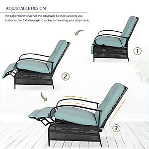 Ulax furniture Outdoor Recliner Chair Adjustable Patio Reclining Lounge Chair with 100% Olefin Cushion (Mist)