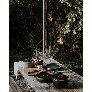 Barebones Polished Cast Iron Dutch Oven with Lid - 4-Quart Premium Performance Cookware with a Heat-Dispersing Copper Handle and Ring