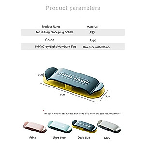 4-Piece Plug self-Adhesive Hook - Wire Holder Wire Storage Device for Home and Office Cables (Dark Blue, Light Blue, Gray, Pink)