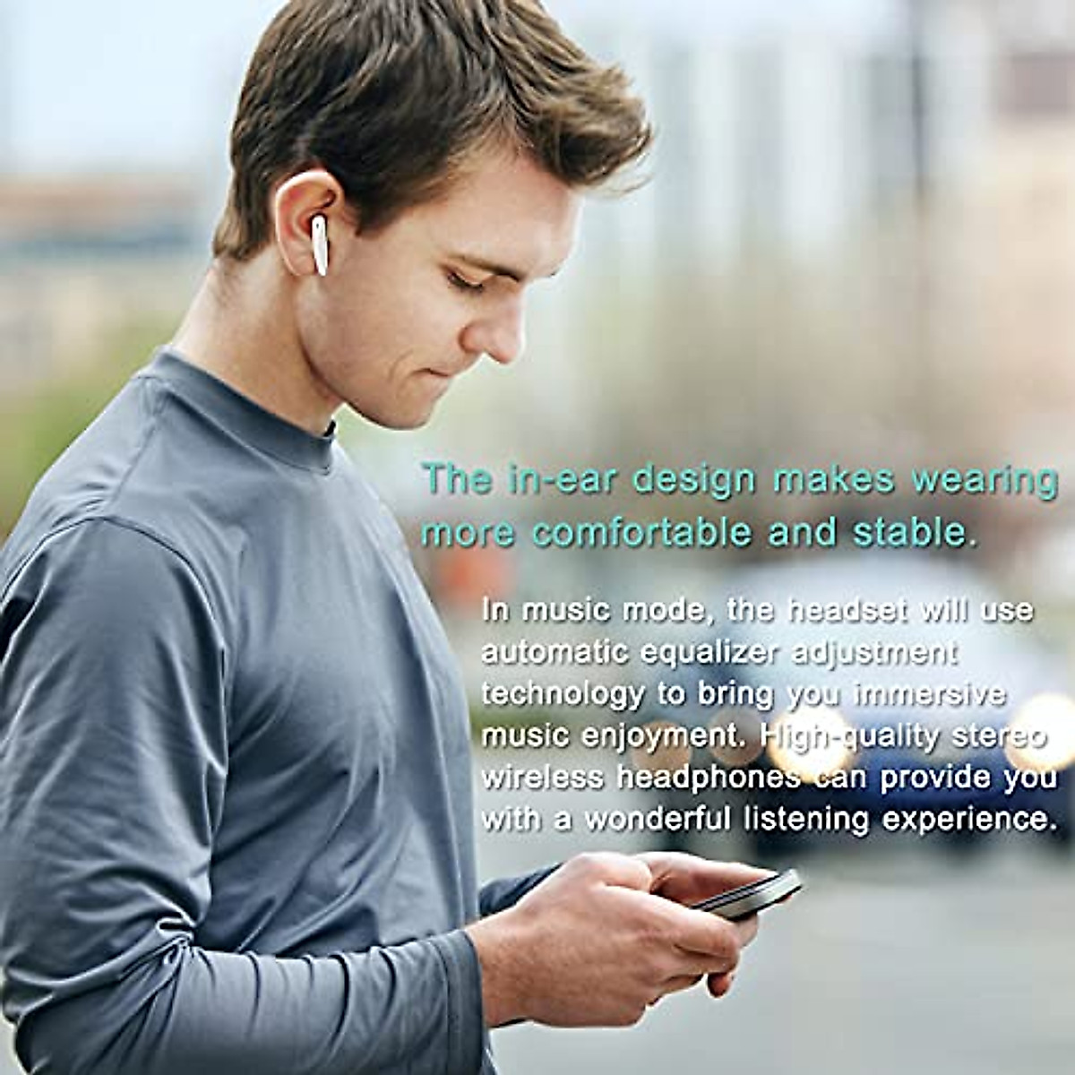 Wireless Earbuds, Touch Control Headphones, Built-in Noise Cancelling in-Ear Earbuds, Stereo Earphones with Charging Case and Digital Display, Portable Headphones for Sports/Home/Office/Fitness/Game