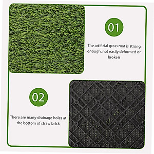 Happyyami 3pcs Artificial Grass Mat Imitation Grass Realistic Grass Rug Artificial Grass Squares Faux Decor Fake Lawn Grass Artificial Turf Faux Rug Fake Grass Cushion Pp Outdoor Lawn Bricks