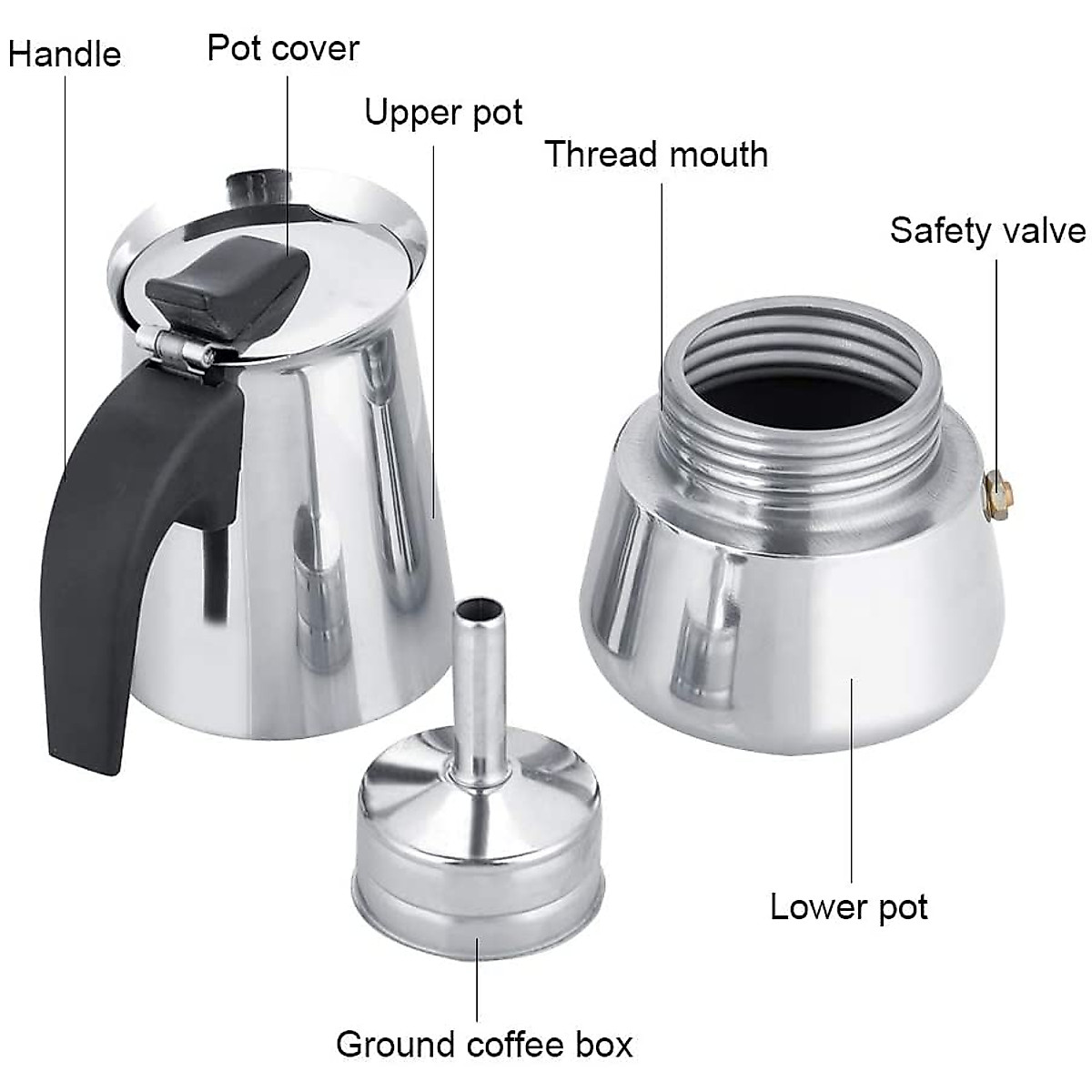Stainless Steel Stovetop Espreeso Machine 9cup/450ml Coffee Maker Moka Pot Espresso Maker Italian Espresso Coffee Maker for Induction and Gasstove Electric Percolator Coffee Pot Espresso Pot