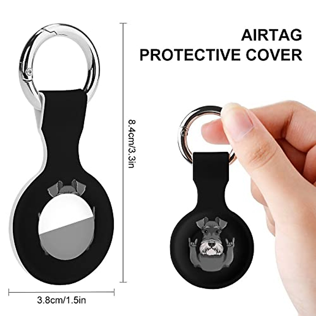 Schnauzer Dog Rock Gesture Air Tag Tracker Case Cover for AirTag Holder Protector Storage Bag