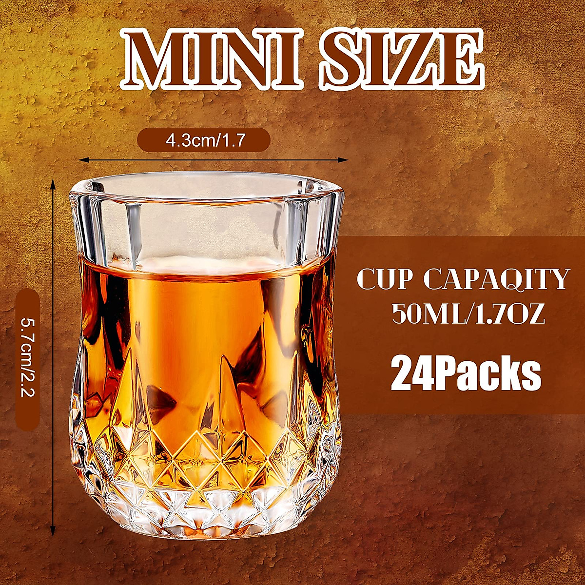 Meanplan 1.7oz Mini Shot Glasses Set Tasting Glasses Heavy Base Clear Shot Glass Cute Cordial Glasses Mini Wine Glasses for Serving Whiskey, Wine, Juice (24 Pieces)