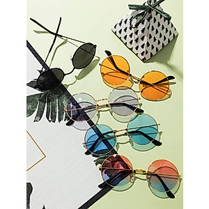 Blulu Round Hippie Sunglasses 10 Pairs 60's Style Colored Circle Glasses for Women Men (Cute Colors)