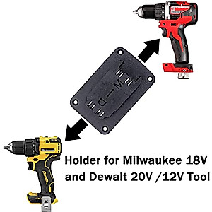 Donop Battery Base and Tool Holder for Dewalt 20V 12V Drill Tool Mount and 20V 60V Battery Holder/Hook/Base Holder (Black, 20 Packs)