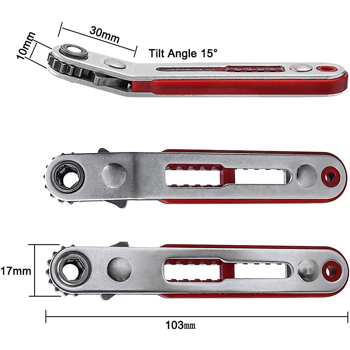 Bestgle 2pcs Mini Ratchet Wrench Set, 1/4" Drive Socket High Torque Offset Reversible Small Ratcheting Offset Screwdriver Tool - Flat Head & Elbow Head