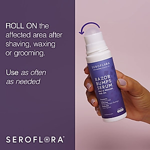 Seroflora Razor Bumps Serum-Ingrown Hair Treatment for Women-Razor Bump for Bikini Area - After Shave & Waxing - Roll-On-Face, Legs, Body (3.5floz)
