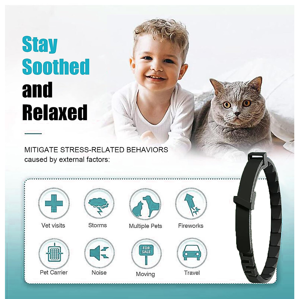 YAIOUTIY 4 Pack Calming Collar for Cats, Cat Pheromone Calming Collar, Water-Resistant & Adjustable Cat Calming Collar Fits Cats Make Cat Relaxed (Multicolor)