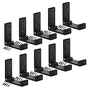 heneng 10 Pcs Black Folding Coat Hook 3", Aluminium Alloy Folding Clothes Coat Rack Single Hook Wall Mounted, Foldable Wall Mount Headphones Holder, Headset Wall Hanger, Max.Load 44lb