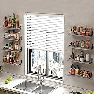 Fixwal Floating Shelves, Corner Shelf, Width 4.7in Rustic Wood Wall Shelves Set of 8, Wall Storage Shelves for Bedroom, Living Room, Kitchen, Bathroom, Office and Plants (Gray)