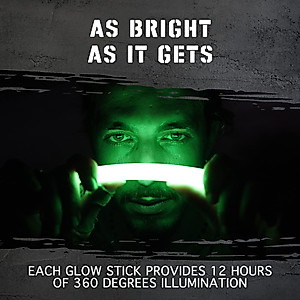 20 Ultra Bright Emergency Glow Sticks - Individually Wrapped Long Lasting Industrial Grade Glowsticks for Survival Gear, Camping Lights, Power Outages and Military Use (Green)