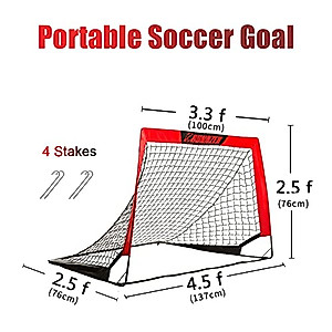 L RUNNZER Kids Soccer Goal, Pop Up Soccer Goal Net for Backyard, Set of 2 with Portable Carrying Case