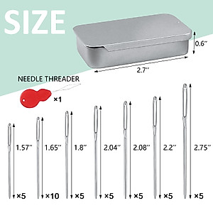 FIVEIZERO 80/40 PCS Large-Eye Blunt Needles,8 Sizes Stainless Steel Yarn Knitting Needles,Sewing Needles,Crafting Knitting Weaving Stringing Needleswith Threaders for Finishing Off Crochet Projects CJ