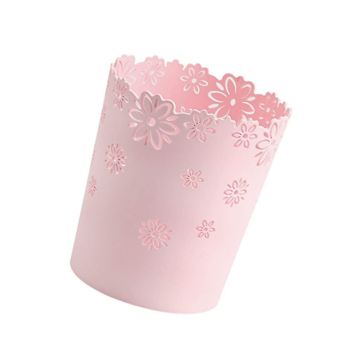 Laqerjc Paper Basket Plastic Trash Can Hollow Flower Wastepaper Basket Round Lidless Garbage Container Bin