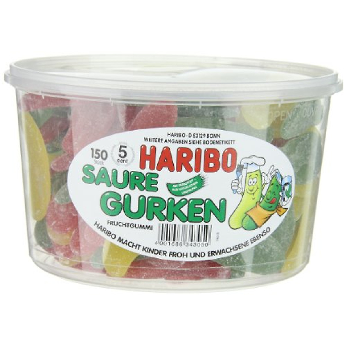 Haribo Saure Gurken (Sour Pickles ) Tub -150 pcs