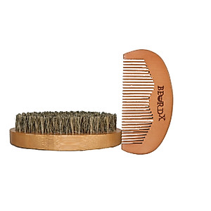 Beard Grooming and Trimming kit for Men's Beard Care| Bamboo Beard Brush Pear Wood Beard Comb with Stainless Steel Scissors and Tweezers Set by Beard Expressions