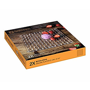 Nachtmann Bossa Nova Collection, Square Platter, Set of 2, Serving Tray, Plate for Food, Charcuterie, Appetizer, Snack, and Dessert Platters, 8.3 Inch, Dishwasher Safe