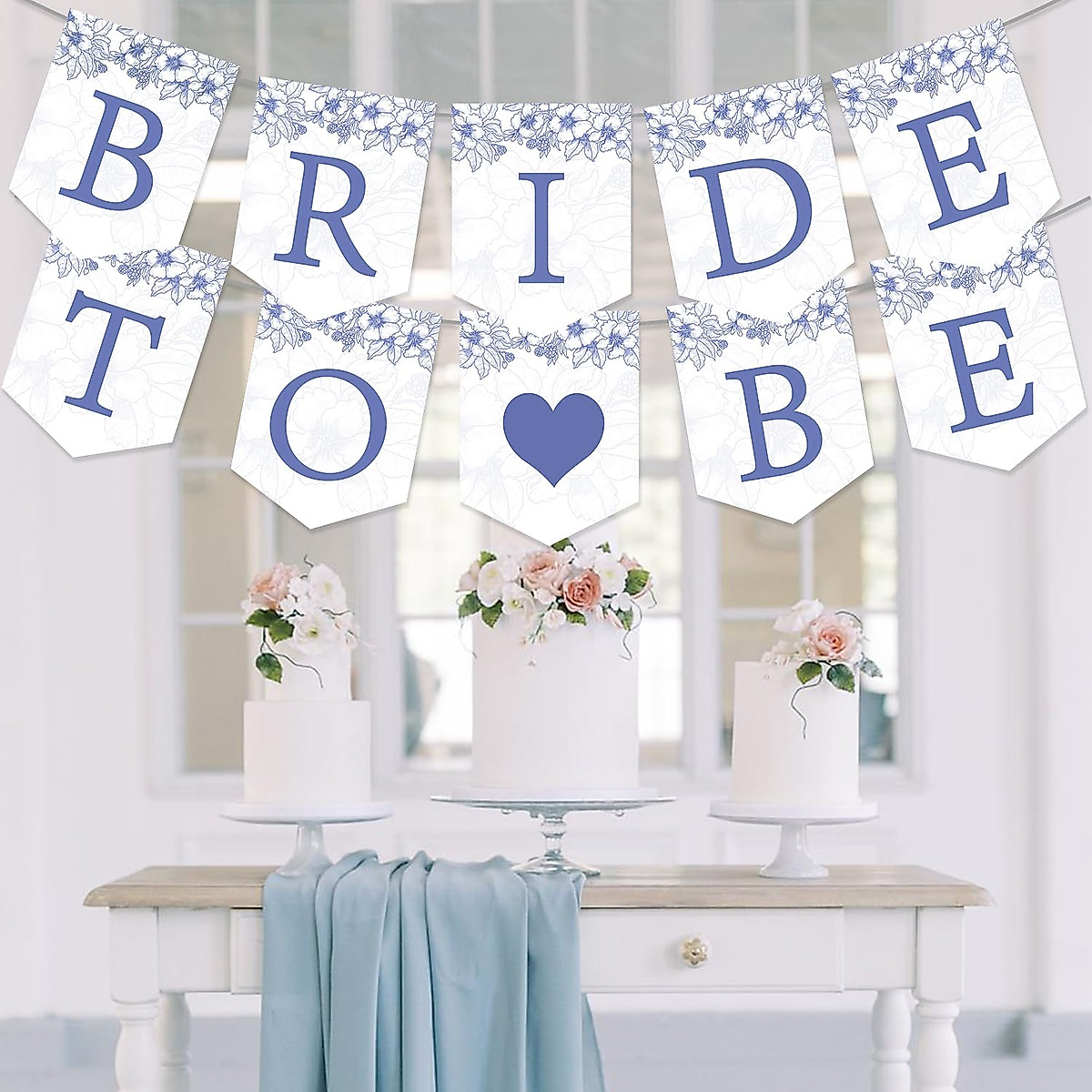 Bride To Be Banner, Blue Floral Bachelorette Bridal Party Banner for Bachelorette Bridal Party Decorations & Decor