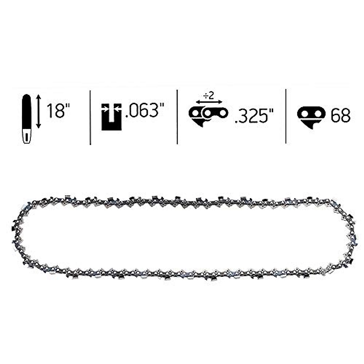 Hayskill Chainsaw Chain 18-inch .325 Pitch.063 Gauge, 68DL for Sthil MS250 MS251 021 025 MS230 Parts L68 Replacement Chain Saw Cutting Chain 3 Pack