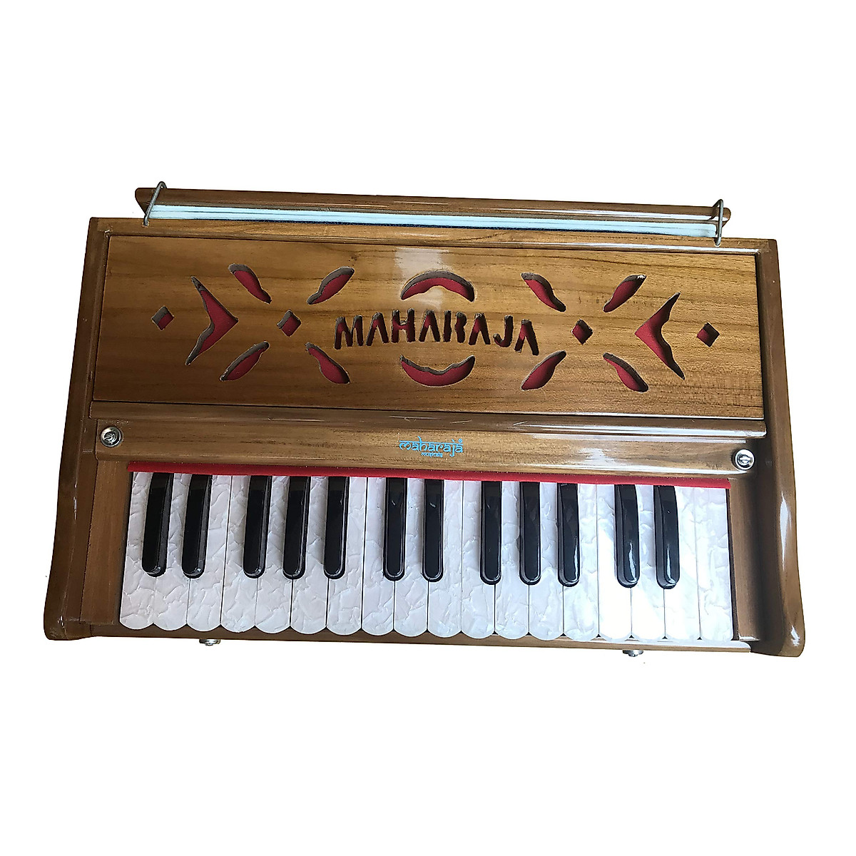 Harmonium #1, Maharaja Musicals, Handmade Harmonium, 2.5 Octave (Saptak), Standing, Burma Teak, Two Bellow, Padded Bag, Tuned A440, Natural Color, PDI-FFH