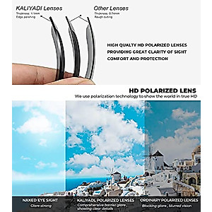 KALIYADI Polarized Sunglasses Men, Lightweight Mens Sunglasses Polarized UV Protection Driving Fishing Golf (Black/Ice Blue/Red)