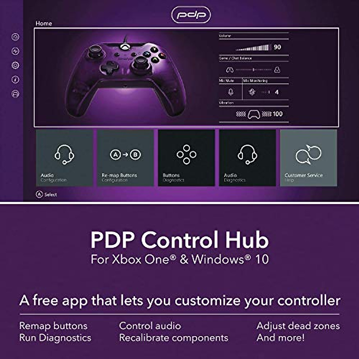 PDP Gaming Wired Controller: Royal Purple - Xbox One
