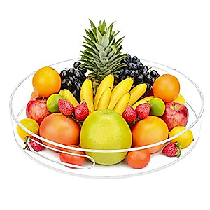 Funtygy Acrylic Tray, Clear Serving Tray with Handles, Decorative Tray Round Tray for Vanity Ottoman Bathroom Kitchen Dining Room Coffee Table Countertop Home Decor