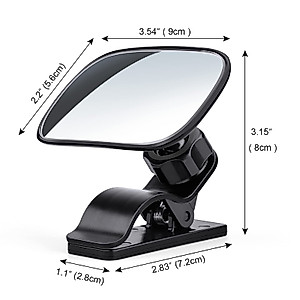 Car Mirror for Baby, Dannisly Back Seat Baby Mirror, Toddler Adjustable Facing Rear View Convex - Accessories, Clip on Windshield or Sun Visor, Black 2