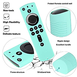 [2 Pack] Silicone Remote Cover Compatible with Fire TV Stick 4K Alexa Voice Remote Control, Lightweight Anti Slip Shockproof Protective Sleeve (Mint Green + Pink)