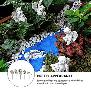 Toyvian 5pcs Decorative Angel Garden Stakes Miniature Resin Jupiter Angel Figurine Sculpture Small Memorial Statue for Potted Plants Fairy Garden Accessories