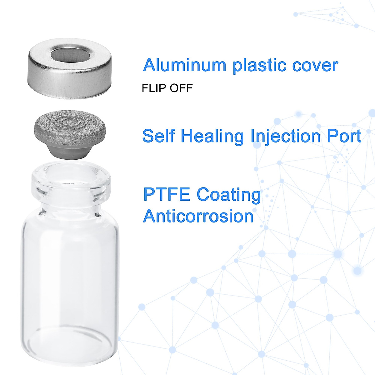 LZHNB 2ml Glass Vials for Injection, Self Healing Injection Port, Empty Transparent Sealed Vials 10Pcs. (2ml)