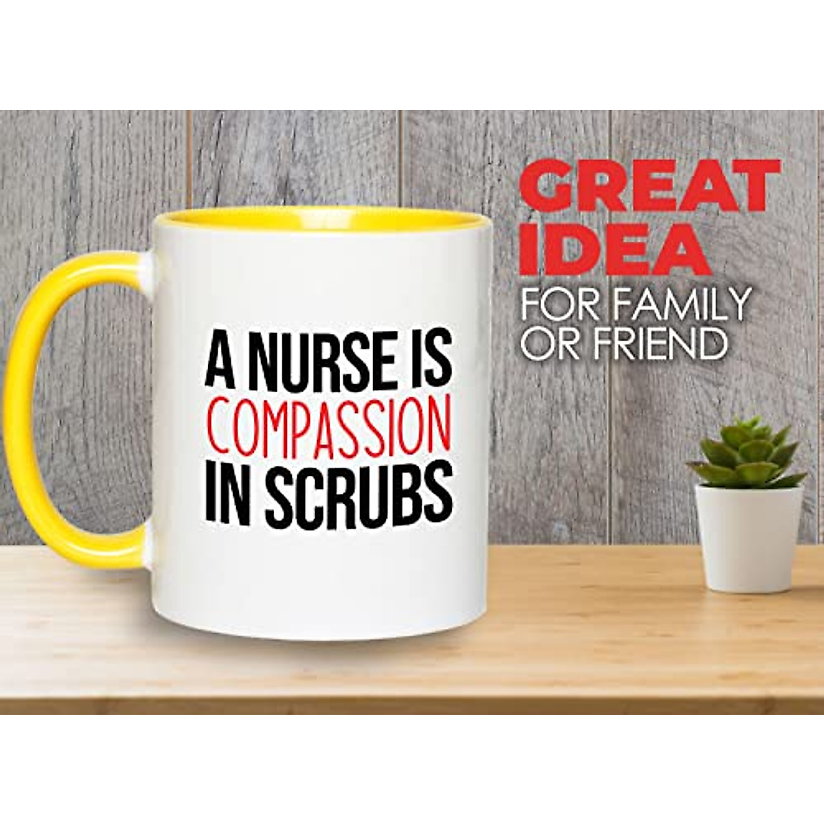 Bubble Hugs Nurse 2Tone Yellow Mug 11oz - A nurse is compassion - Labor Clinical Certified Nursing Assistant Surgical Emergency Oncology Practitioner