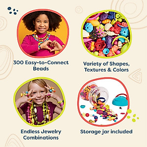 B. toys – Pop Arty! 300 Pcs- Jewlery Making Kit- Creative Pop Snap Bead Set for Kids –DIY Craft Jewelry Making Kit –Necklaces, Rings, Bracelets – 4 Years +