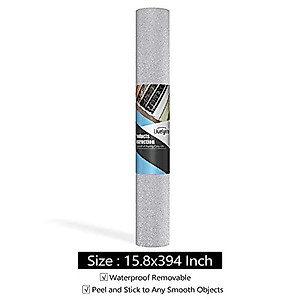 Livelynine 15.8x394 Silver Glitter Wallpaper Peel and Stick Decorative Contact Paper for Dresser Counters Tabletop Desk Crafts Walls Self Adhesive Silver Wall Decor Waterproof Glitter Vinyl Wrap