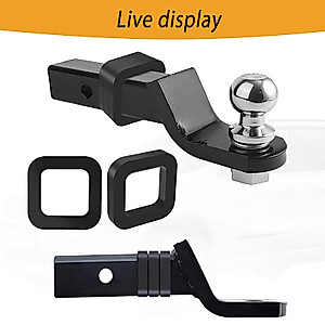 cueclue Pack-3 Receiver Silencer Pad, 1.96" x 3" x 0.5" Noise Reduction Hook Rubber Cushion Reduces Rattling for 2" Trailer Hitch (Black)