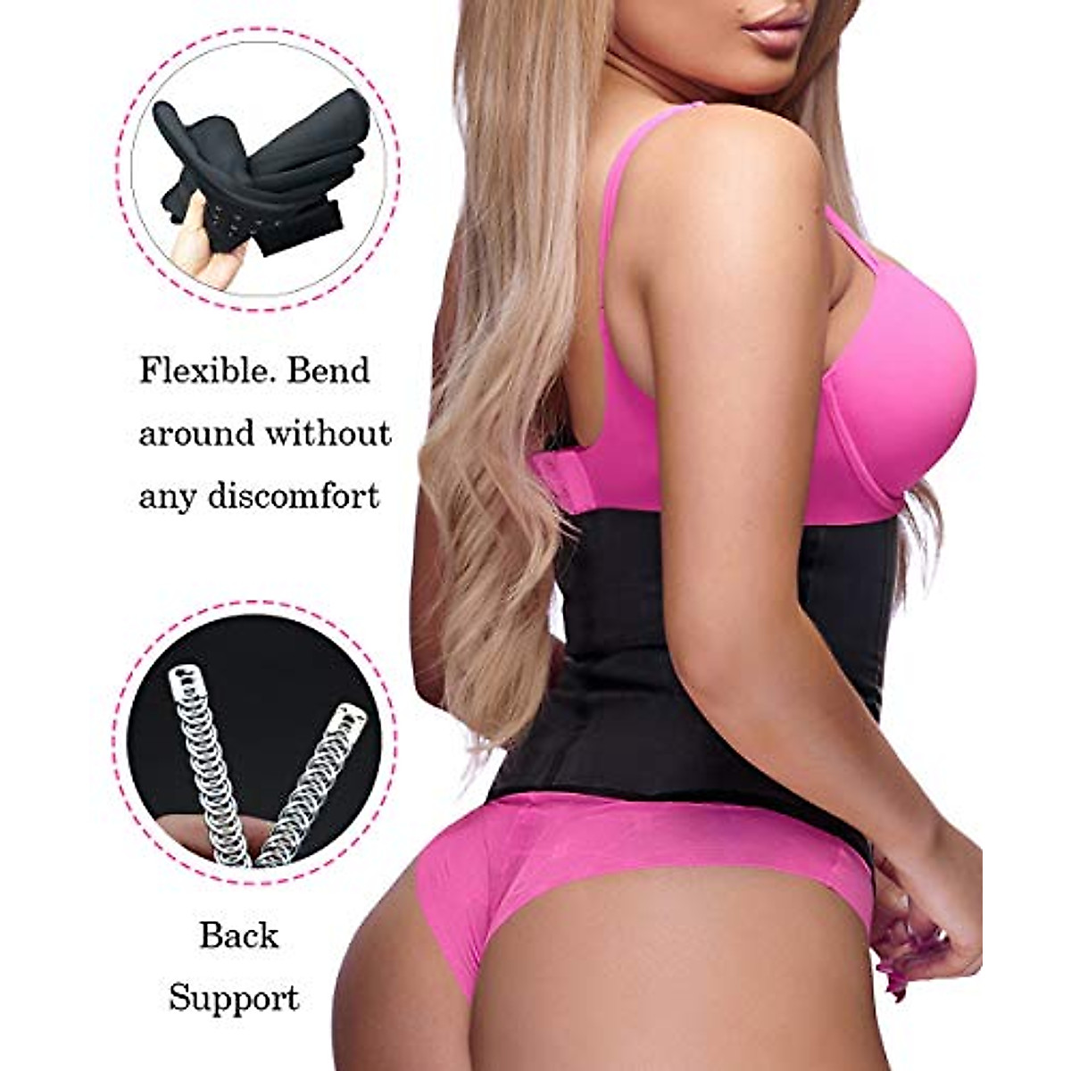 GainKee Clip and Zip Waist Trainer Corset Women Neoprene Workout Sweat Vest Body Shaper (Large, Belt)