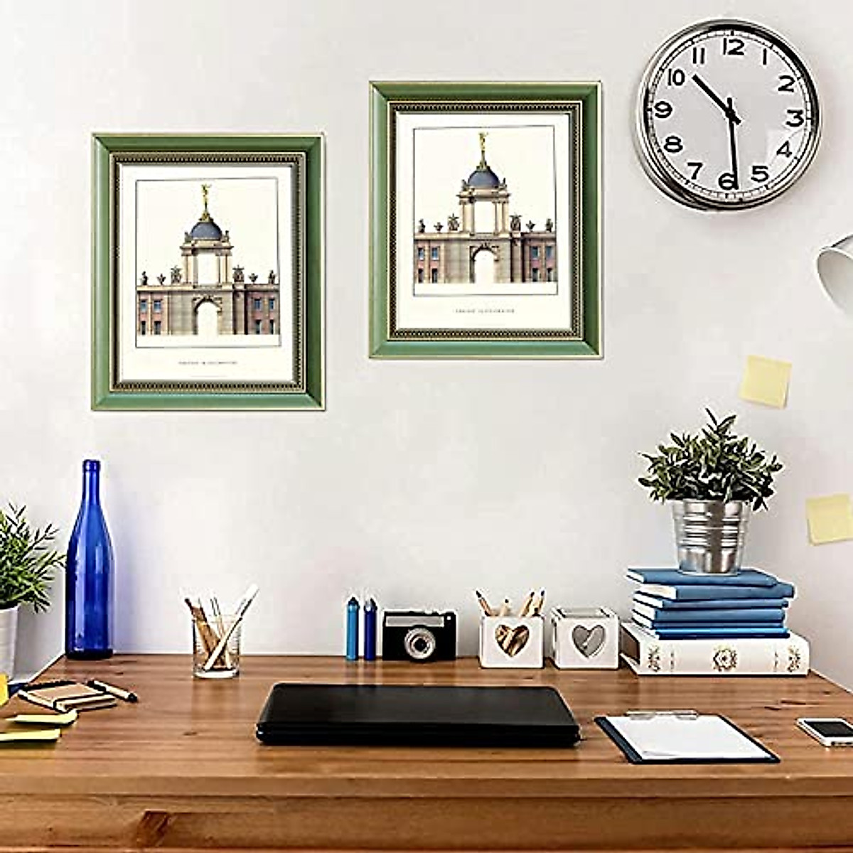 BWPFRAME Vintage Picture Frames 8x10 Antique Green with Real Glass Solid Wood Frames For Table Top or Wall Mounting Display(Green, 8x10)