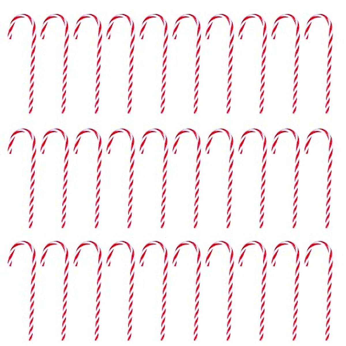 Jmkcoz 30 Pcs Christmas Candy Cane Ornament Plastic Christmas Tree Hanging Decoration Twisted Crutch Candy Canes for Xmas Thanksgiving Gift Home Indoor Outdoor Party Favor (Red and White)