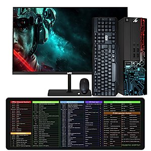 TechMagnet Computer Desktop PC, Intel Core i5, Siwa 8, 16GB RAM, 128 GB Boot + 2TB HDD, 27 Inch Monitor, Wireless Keyboard Mouse, XL Cheatsheet Desk Pad, WiFi, Win 11 Home (Renewed)