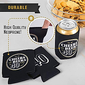 Prazoli 40th Birthday Can Coolers (12 Pack) - Happy 40 Birthday Decorations for Men , Cheers and Beers to 40 Years , Happy 40th Birthday Party Favors , Over The Hill Birthday Decorations 40th Party