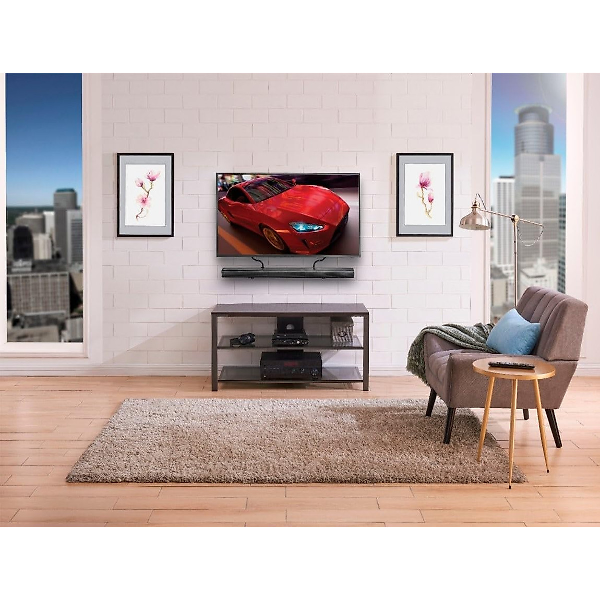 Rocketfish Universal Soundbar Mounting System - Black Soundbar Holder Compatible with 70" to 90" TVs - Adjustable Soundbar Bracket Mounting System - Durable Speaker Holder for Wall