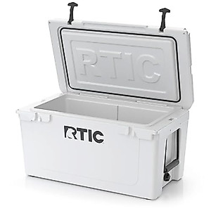 RTIC 65 Quart Ultra-Tough Hard Cooler Insulated Portable Ice Chest Box for Beach, Drink, Beverage, Camping, Picnic, Fishing, Boat, Barbecue, White