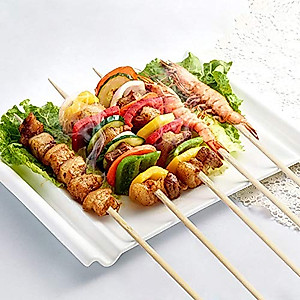 Fu Store Bamboo Skewers, 8 Inch Bamboo Sticks 100pcs BBQ Kabob Skewers,Grill, Appetizer, Fruit, Corn, Chocolate Fountain, Cocktail, Art, Set of 100 Pack,with Free 10 Pairs of Gloves