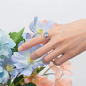 Lam Hub Fong Personalized Mothers Day Gifts Birthstone Rings for Women Mother Daughter Promise Rings for Her Custom Engagement Name Rings for Her Girlfriend Wife (4 Birthstones-1, 8)